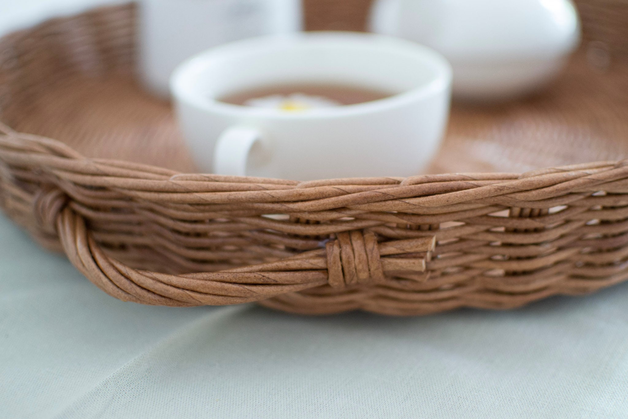 Round Wicker Tray Serving Tray Breakfast Tray Handmade - Etsy