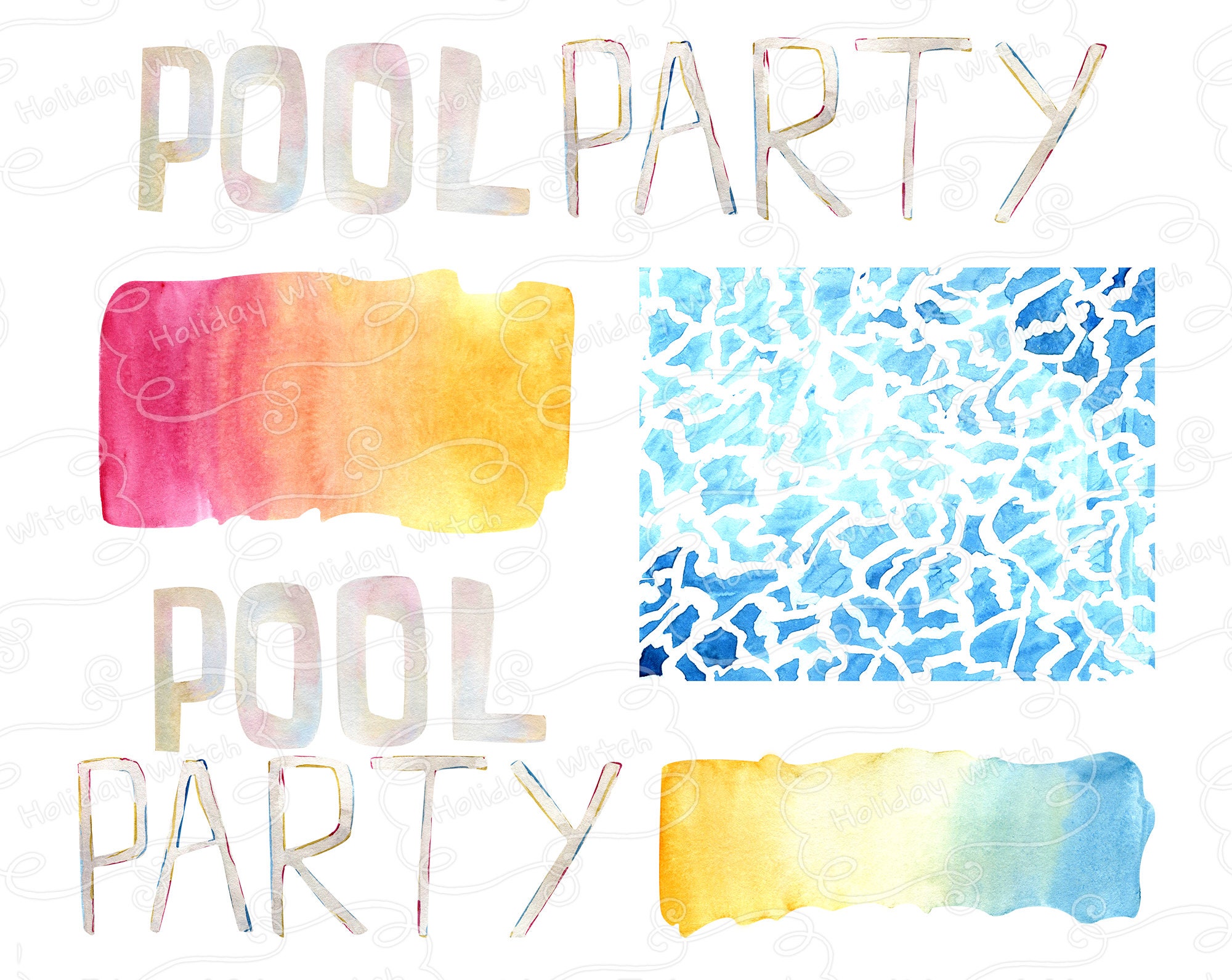 Watercolor pool party clipart watercolor cocktail clipart - Etsy México