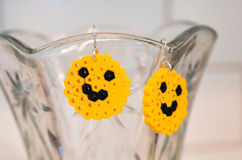 Smiley Face Emoji Perler Bead Earrings - Etsy Canada