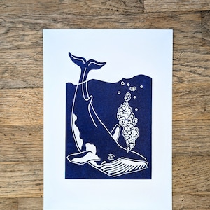 Minke Whale, Hand Printed Linocut - Etsy