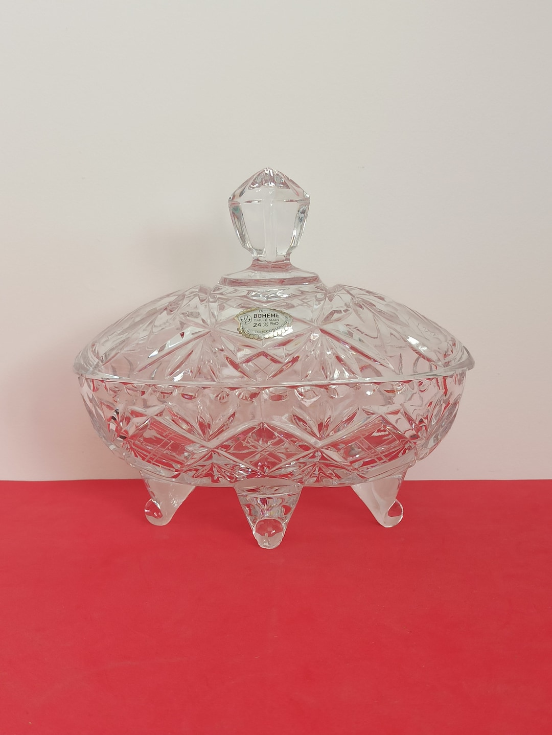 Large Empty Pocket, Candy Box: Bohemian Crystal, Czechoslovakia With ...