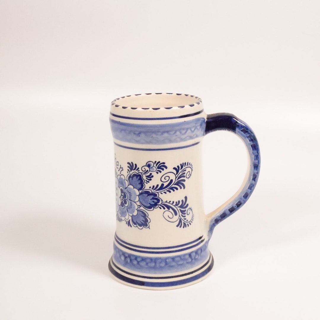 BEER GLASS | DELFT | Blue Delft Holland Factory | Vintage Beer Mug ...