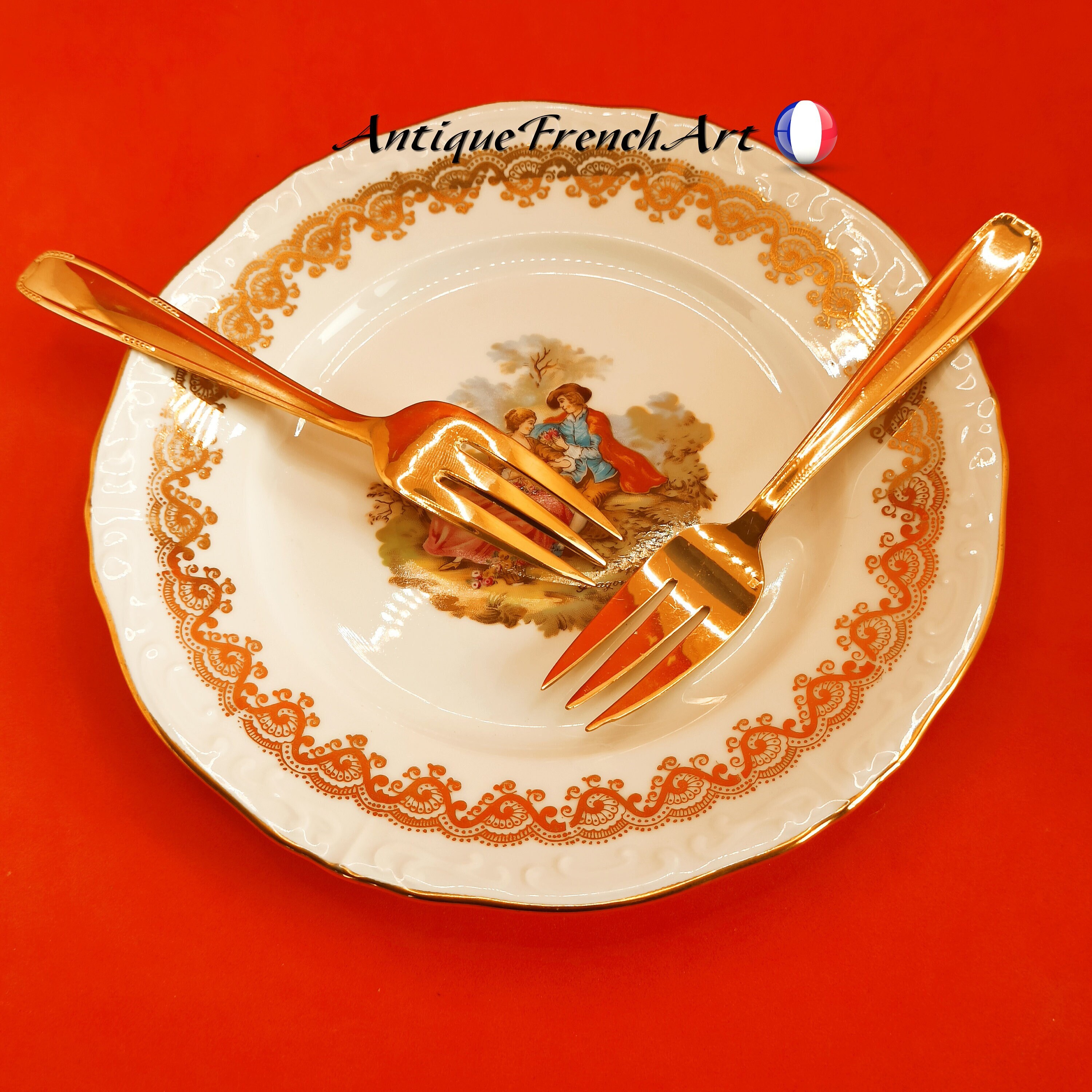 6 3-pronged Dessert Forks, Cake Table Forks, Luxury Fork Gilded With ...