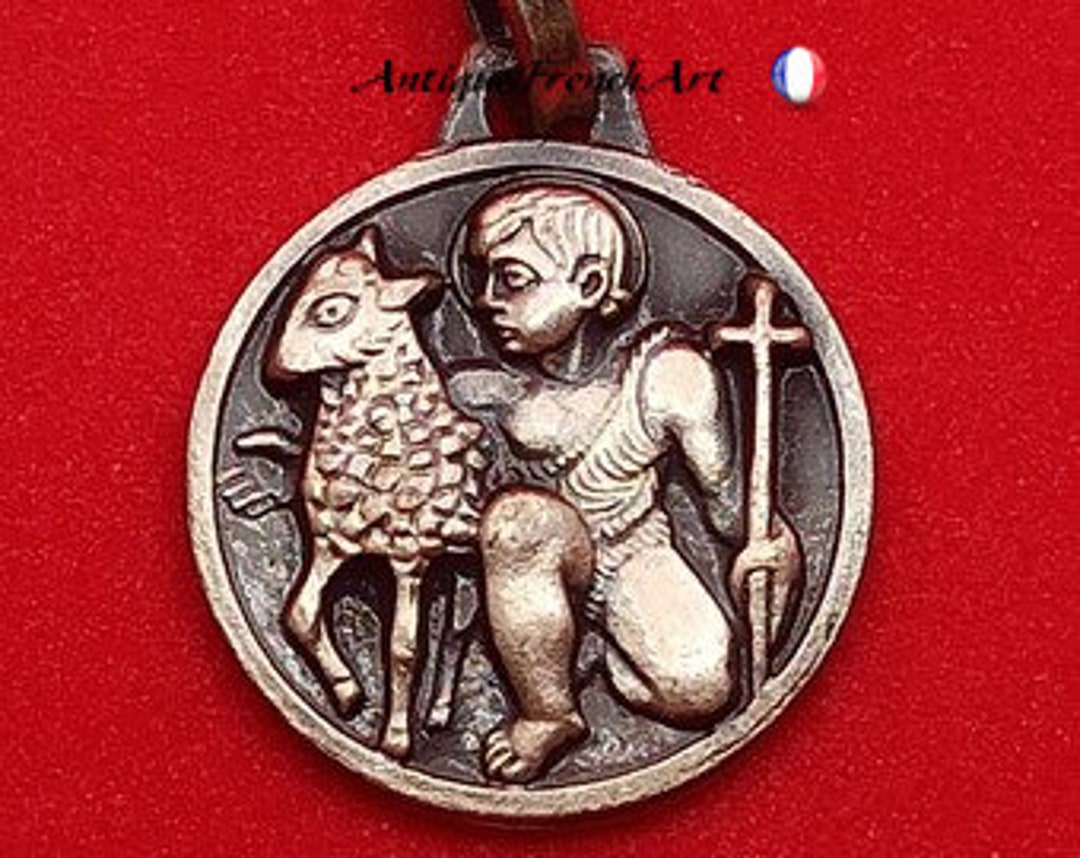 Religious Medal, Baptism Medallion, Silvered Bronze Pendant, Birth ...