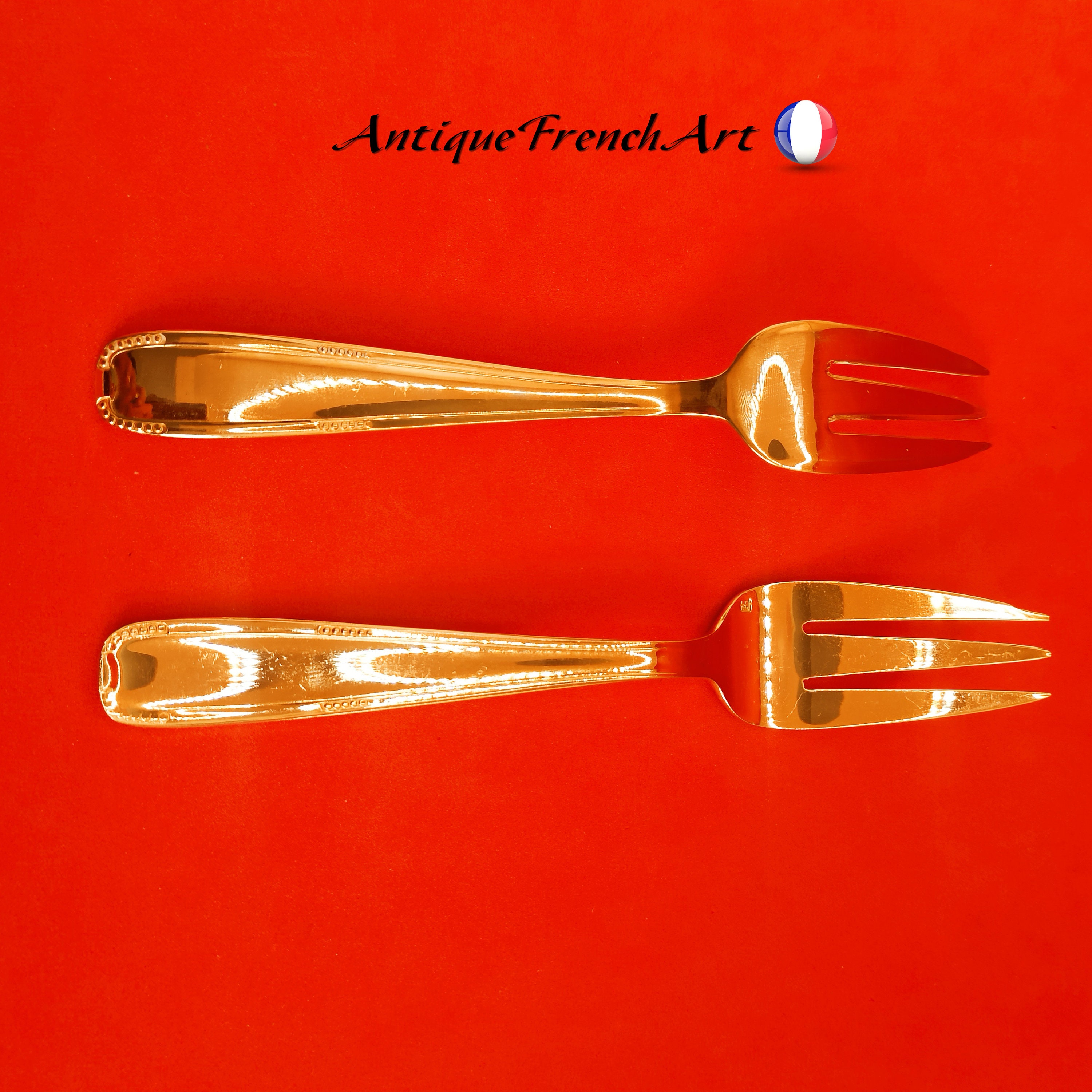 6 3-pronged Dessert Forks, Cake Table Forks, Luxury Fork Gilded With ...