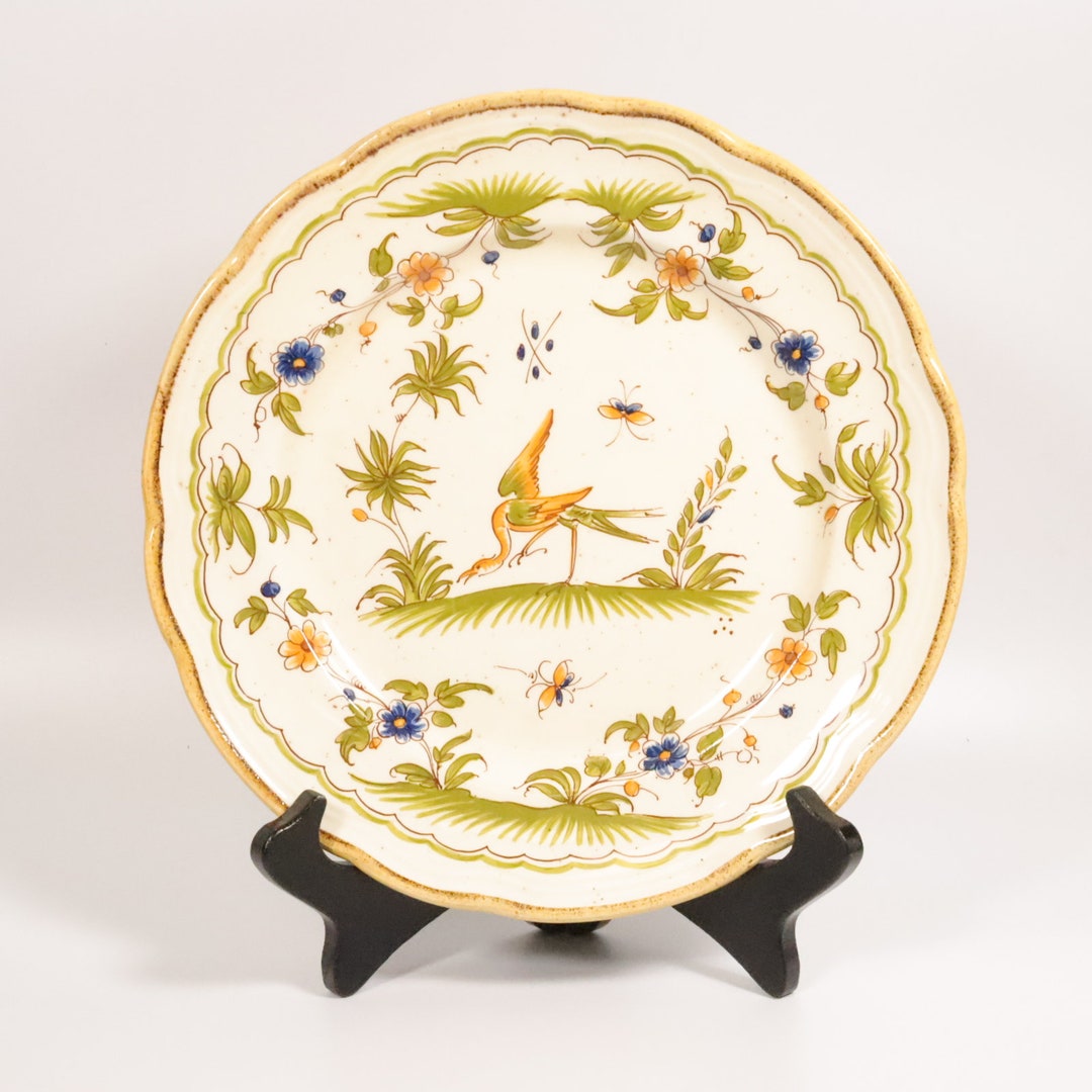 FAIENCE DE MOUSTIERS Plate Vintage Plate With Floral Decor Primavera ...