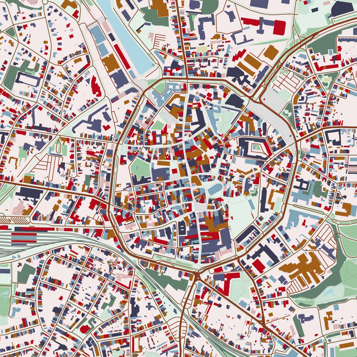 Hasselt: design city map A2 | Etsy