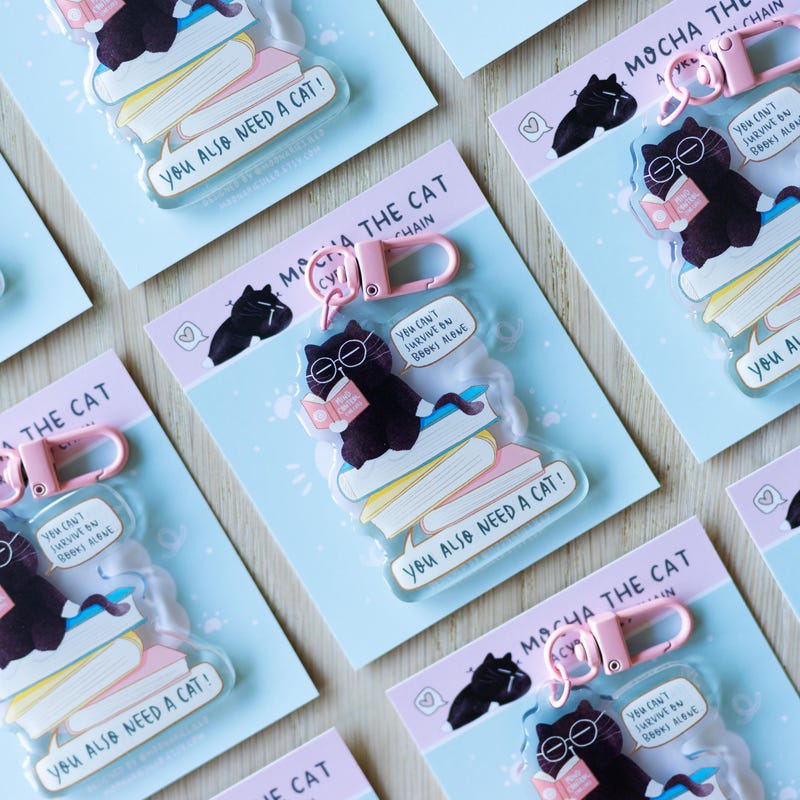Cat Keychain - Etsy