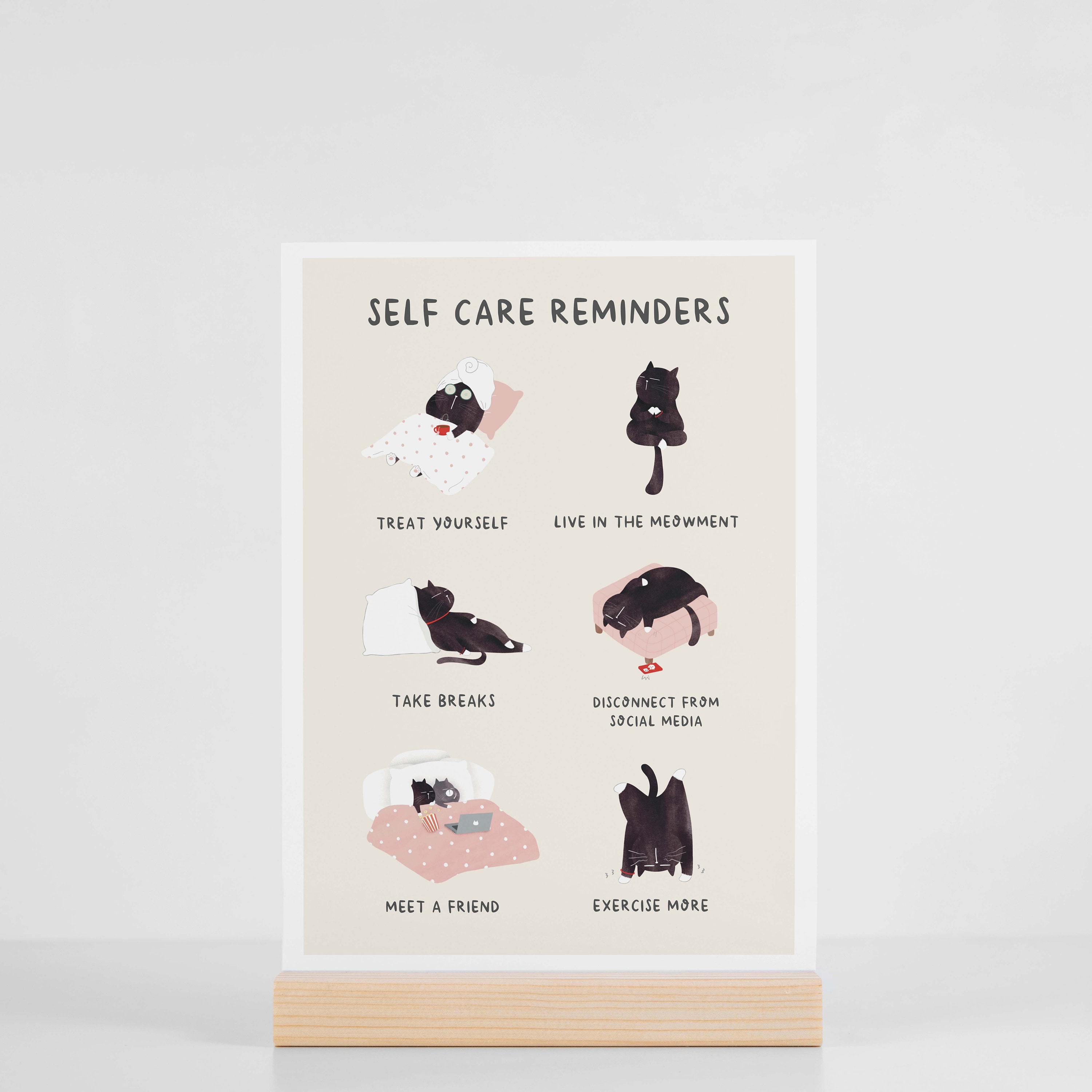 Self Care Reminder PRINTABLE FILE Cute Cat Mental Health Well Being ...