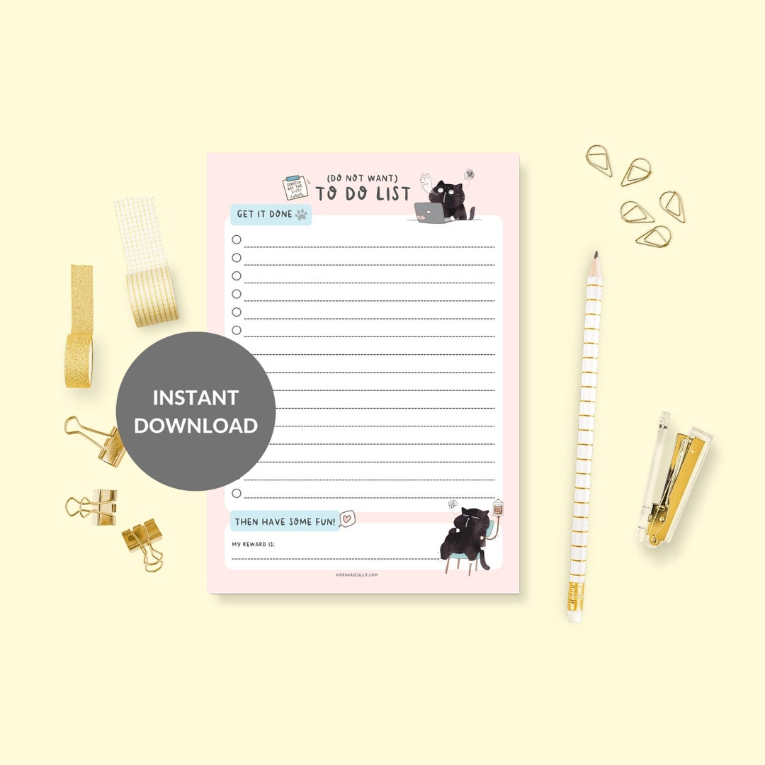 Cat To-do List Printable, Task Planner, to Do List Printable, Funny ...
