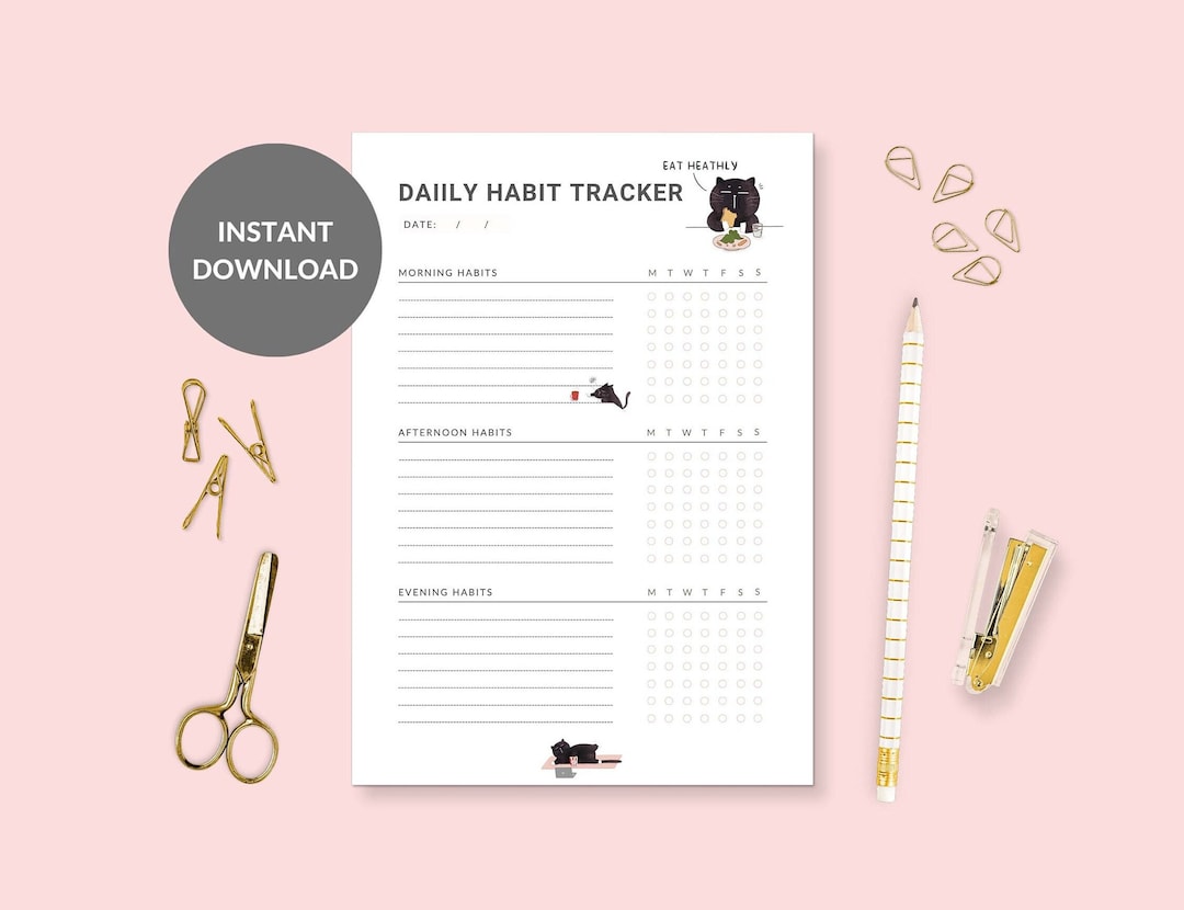 Daily Habit Tracker Printable Habit Tracker Pdf Habit Tracker Template ...