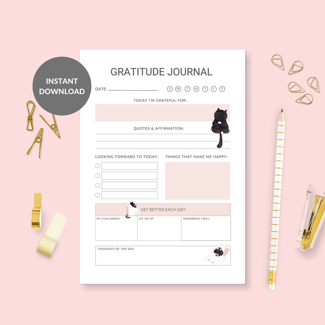 Gratitude Journal Printable Self Care Journal Gratitude Diary ...