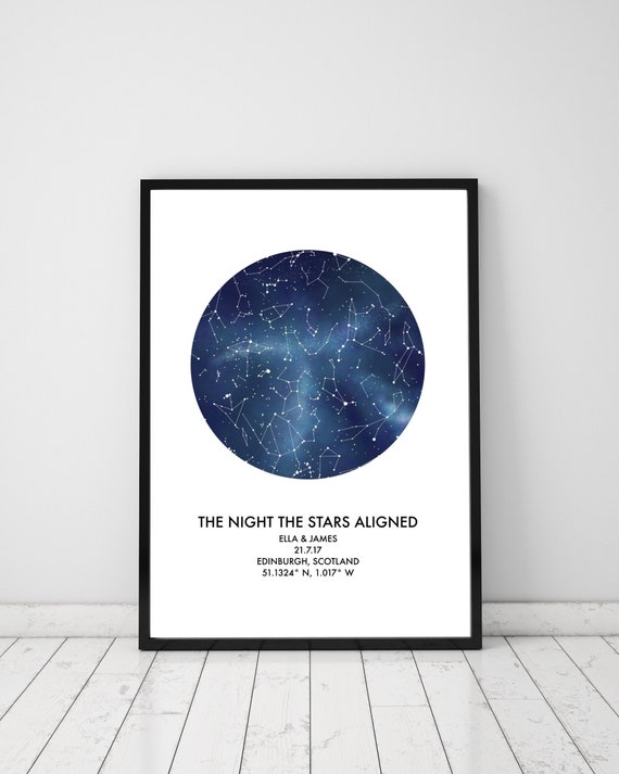 Personalised Night Sky Star Map Valentine's Day Print | Etsy UK