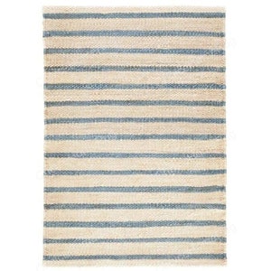 Sky Blue Striped Beige 6x9 Ft Hemp Jute Rug,custom Size Large Floor ...