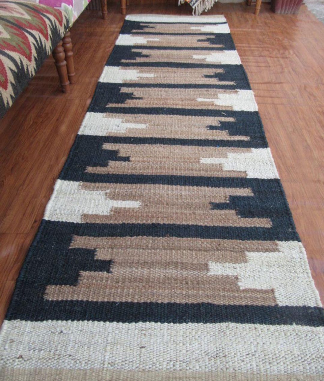 3x9 Ft Black White Hemp Jute Runner Rug,indian Handmade Custom Size ...