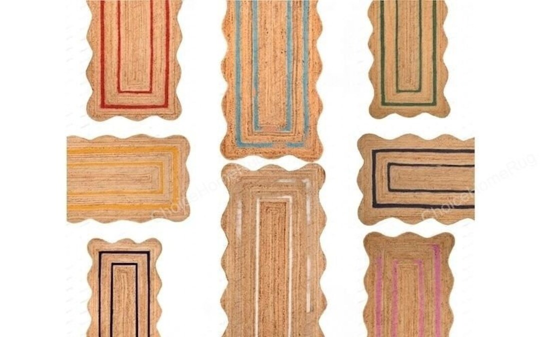 Wave Edge Scallop Braided Jute Rugindian Handmade Boho Home - Etsy