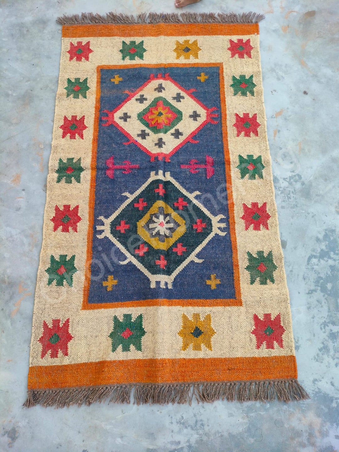 4x6 Ft New Modern Wool Jute Kilim Rug,boho Home Decor Livingroom Rustic ...