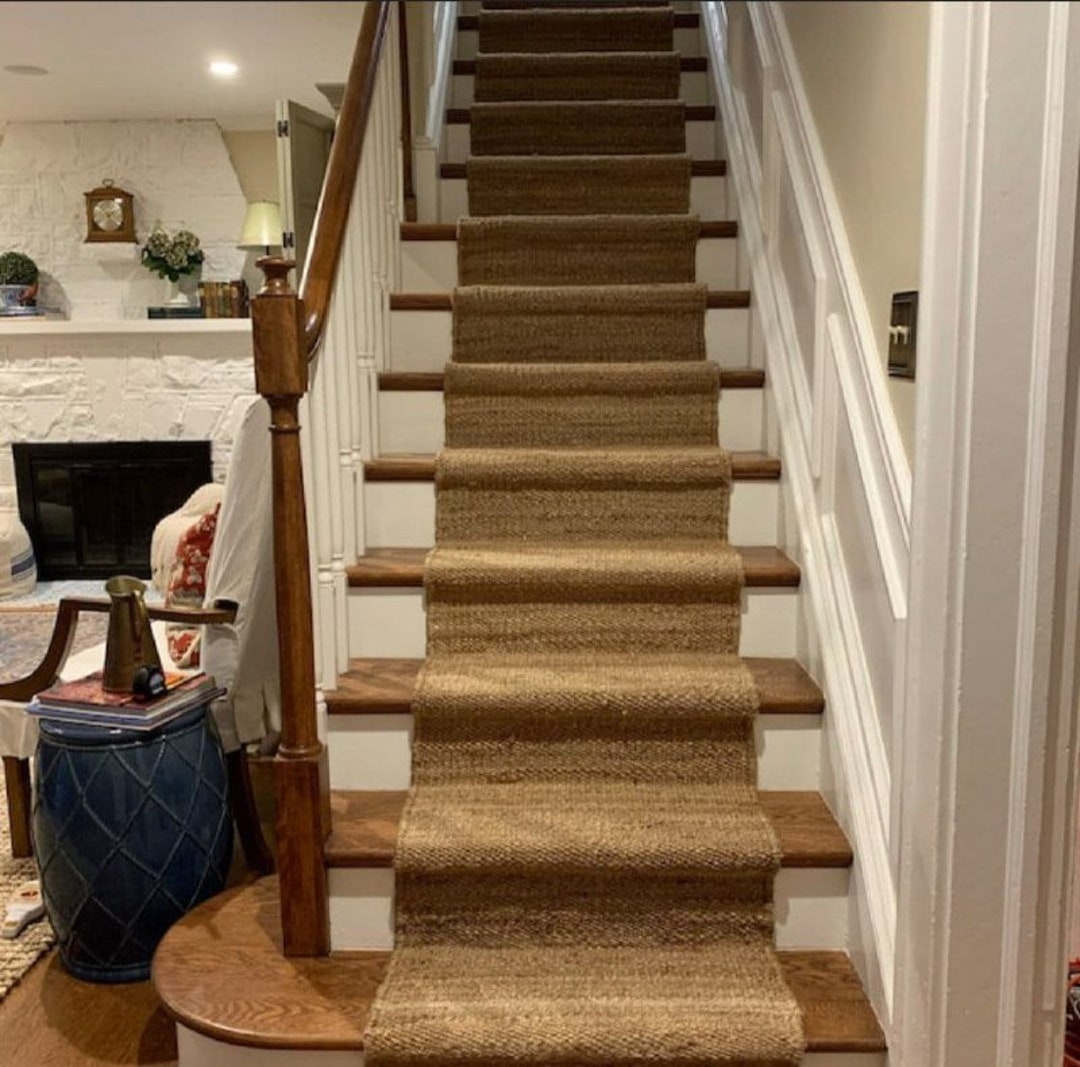 2x22 Ft Handmade Stairs Jute Runner Rug- Natural Beige Boho Decorative ...