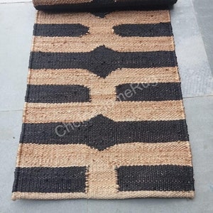 3x9ft Black Natural Striped Stairs Hallway Jute Runner,boho Home Decor ...