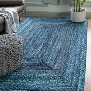 5x8ft Sky Blue Cotton Braided Rug,boho Home Decor Livingroom Bedroom ...
