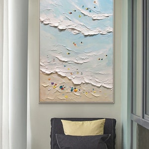 The Beach Joys Ocean Surfing Art Hand Painted Extra Large Heavy ...