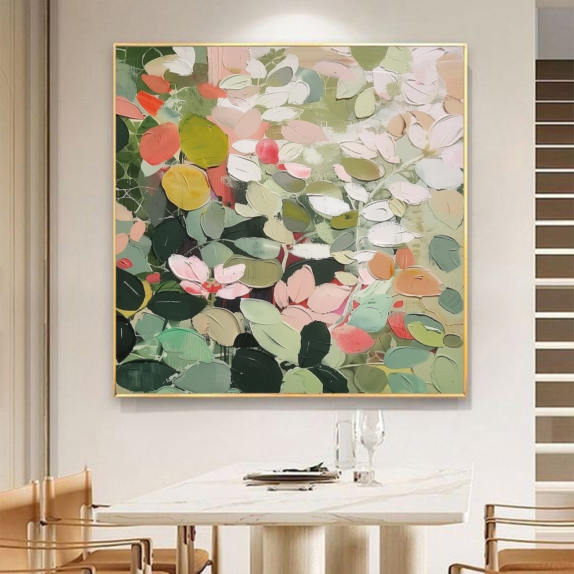 Original Green Flower Oil Painting on Canvas,abstract Modern Floral ...