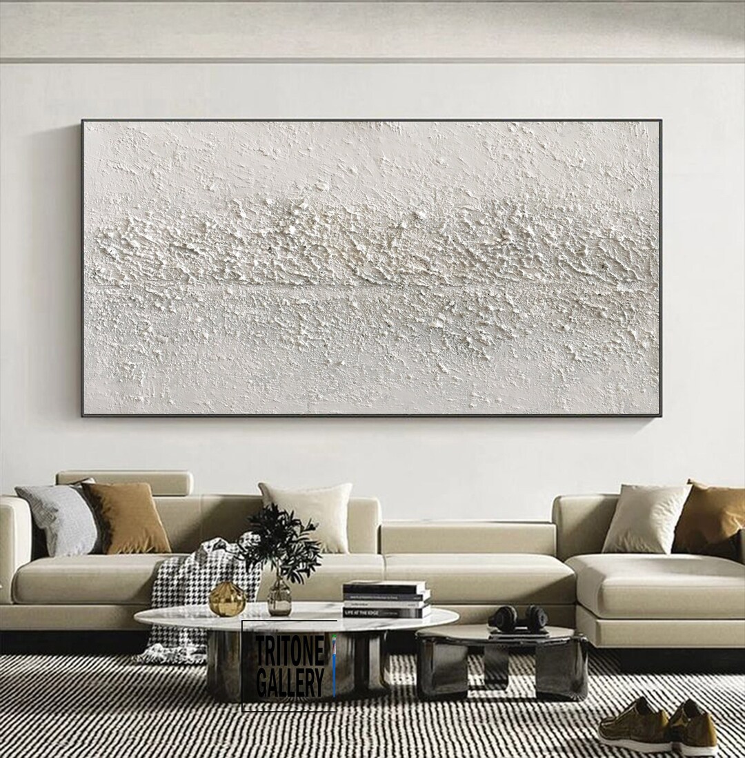 Large White 3D Textured Painting Extra Large Wall Art Abstract White ...