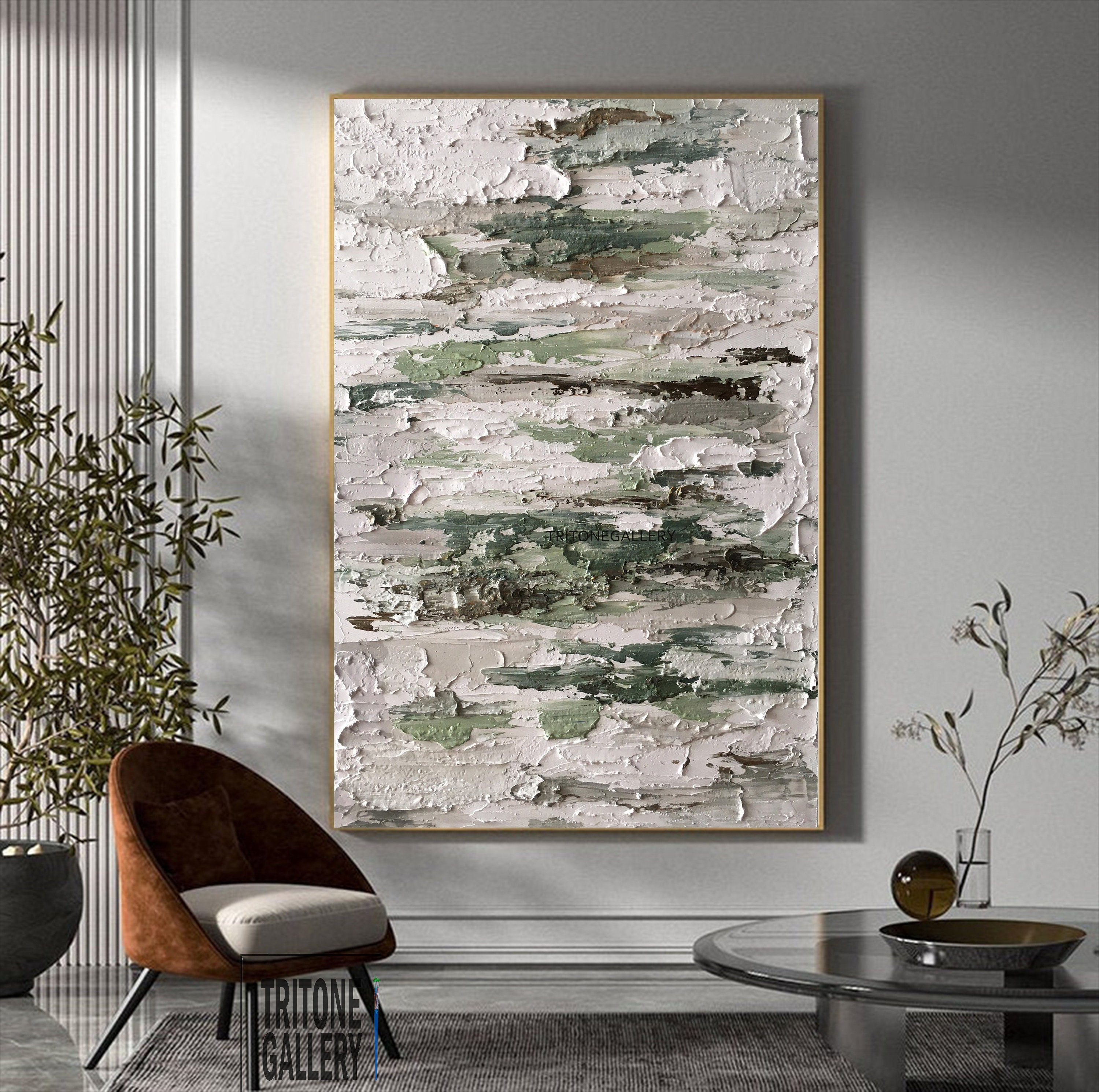 Large Green Painting,painting Green and Grey,minimalist Abstract ...