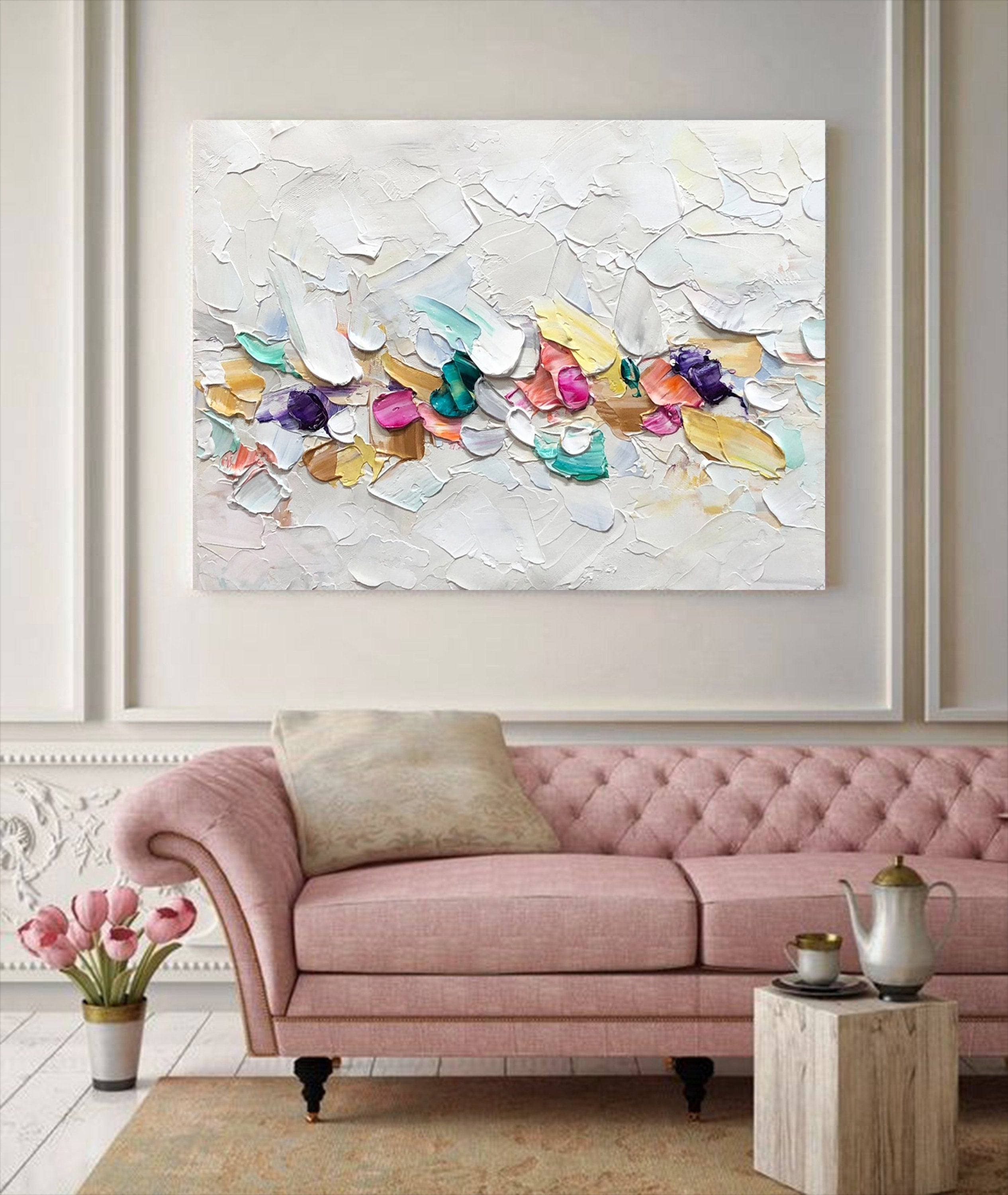 Colorful Abstract Oil Painting,large Contemporary Wall Art,large ...