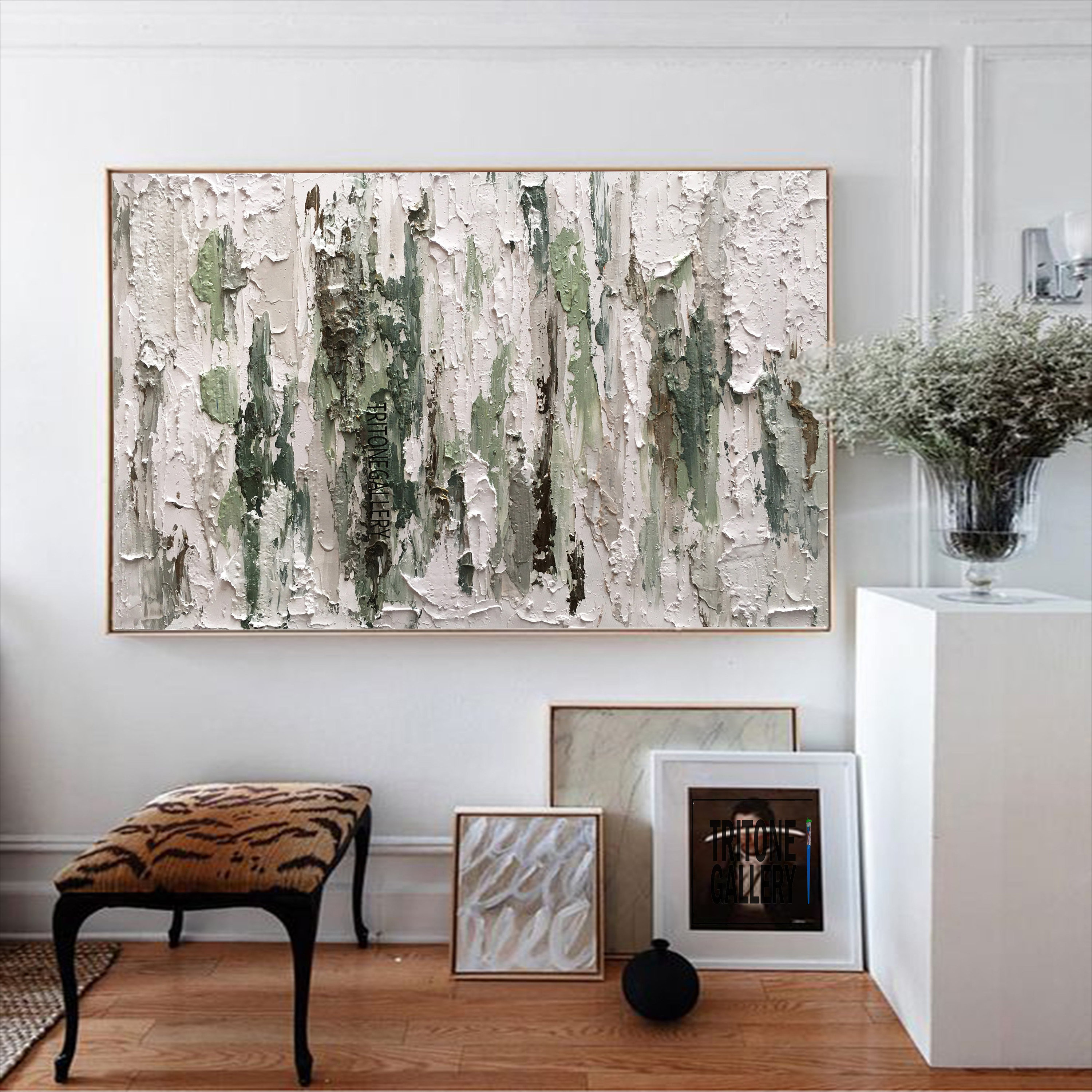 Large Green Painting,painting Green and Grey,minimalist Abstract ...
