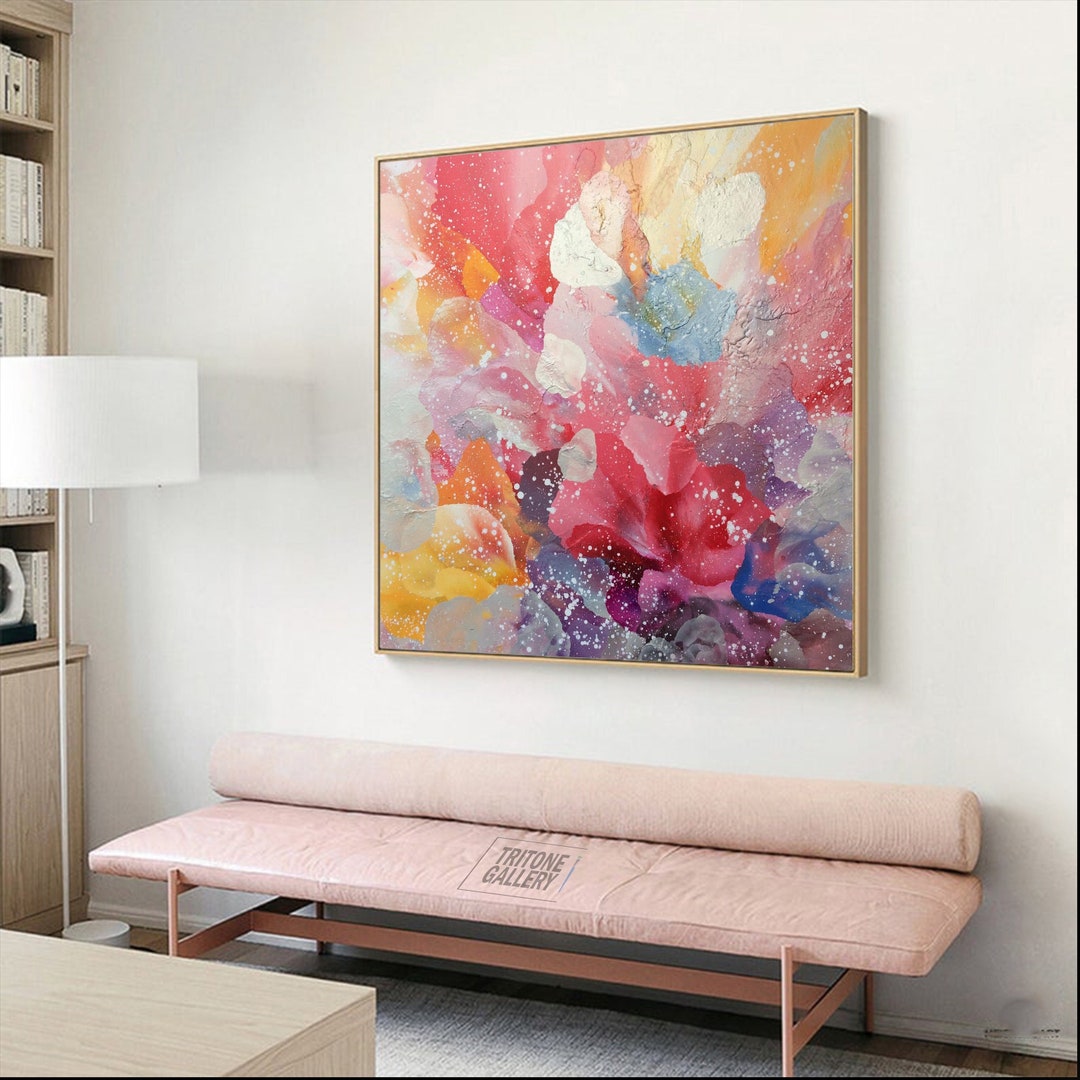 Colorful Abstract Pink Acrylic Painting Large Contemporary - Etsy