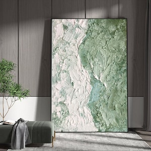 Original Green Abstract Wall Art Textured Abstract Painting Living Room ...