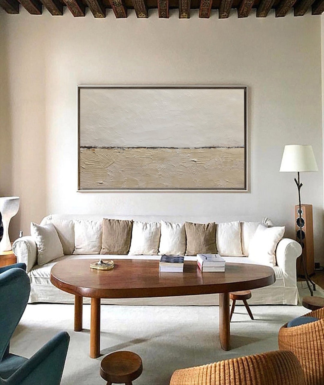 Original Beige Abstract Painting on Canvas Minimalist Abstract ...