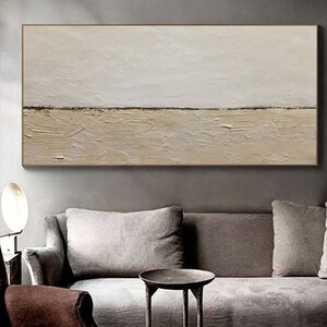 Original Beige Abstract Painting on Canvas Minimalist Abstract ...