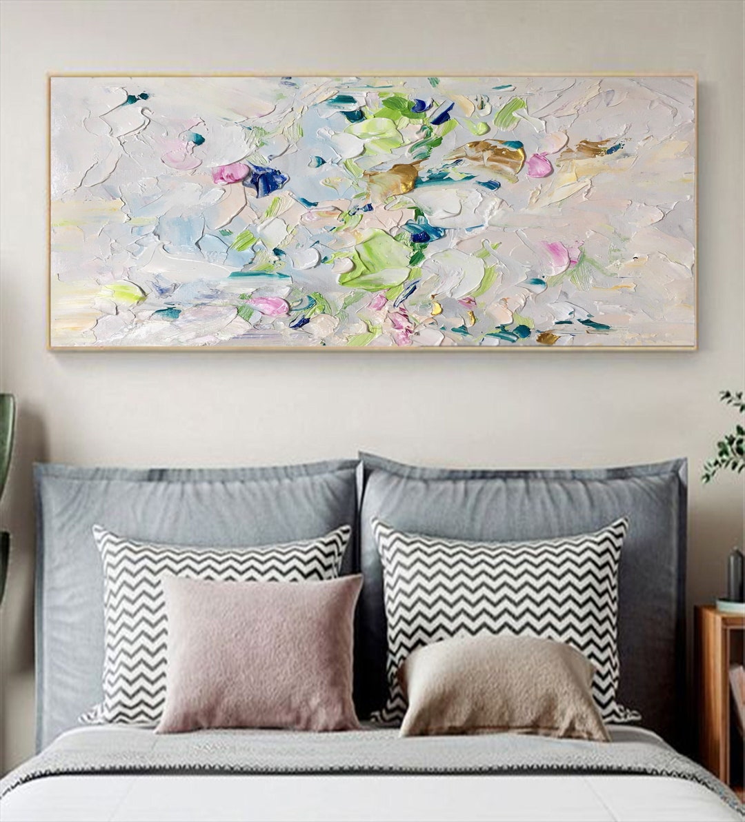Large Textured Pastel Color Oil Painting Colorful Abstract Painting on ...