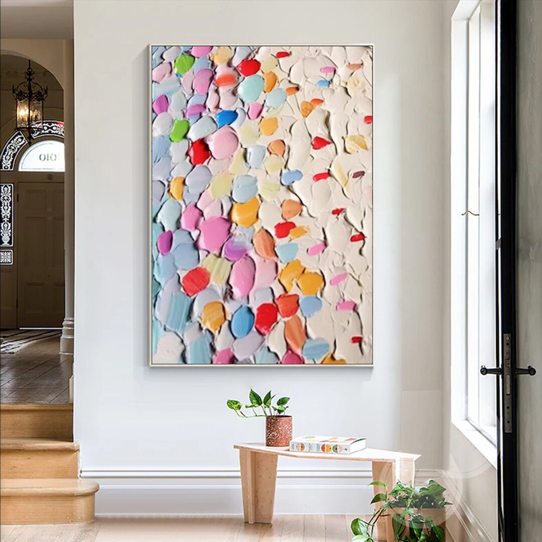 Abstract Original Colorful Oil Painting on Canvas Modern Textured Wall ...