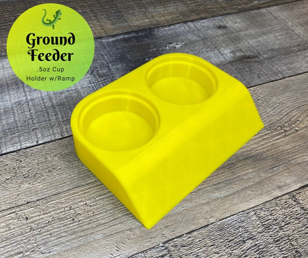 Gecko Food and Water Dish Holder - Ground Feeding - Ramp Style - Double ...