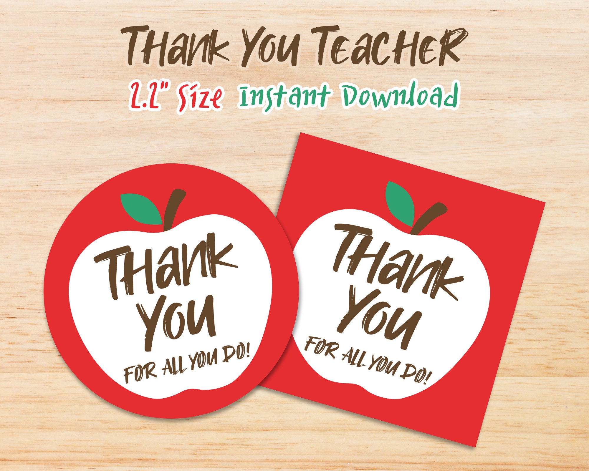 Printable Teacher Cookie Tags, Thank You Teacher Appreciation Gift Tag ...