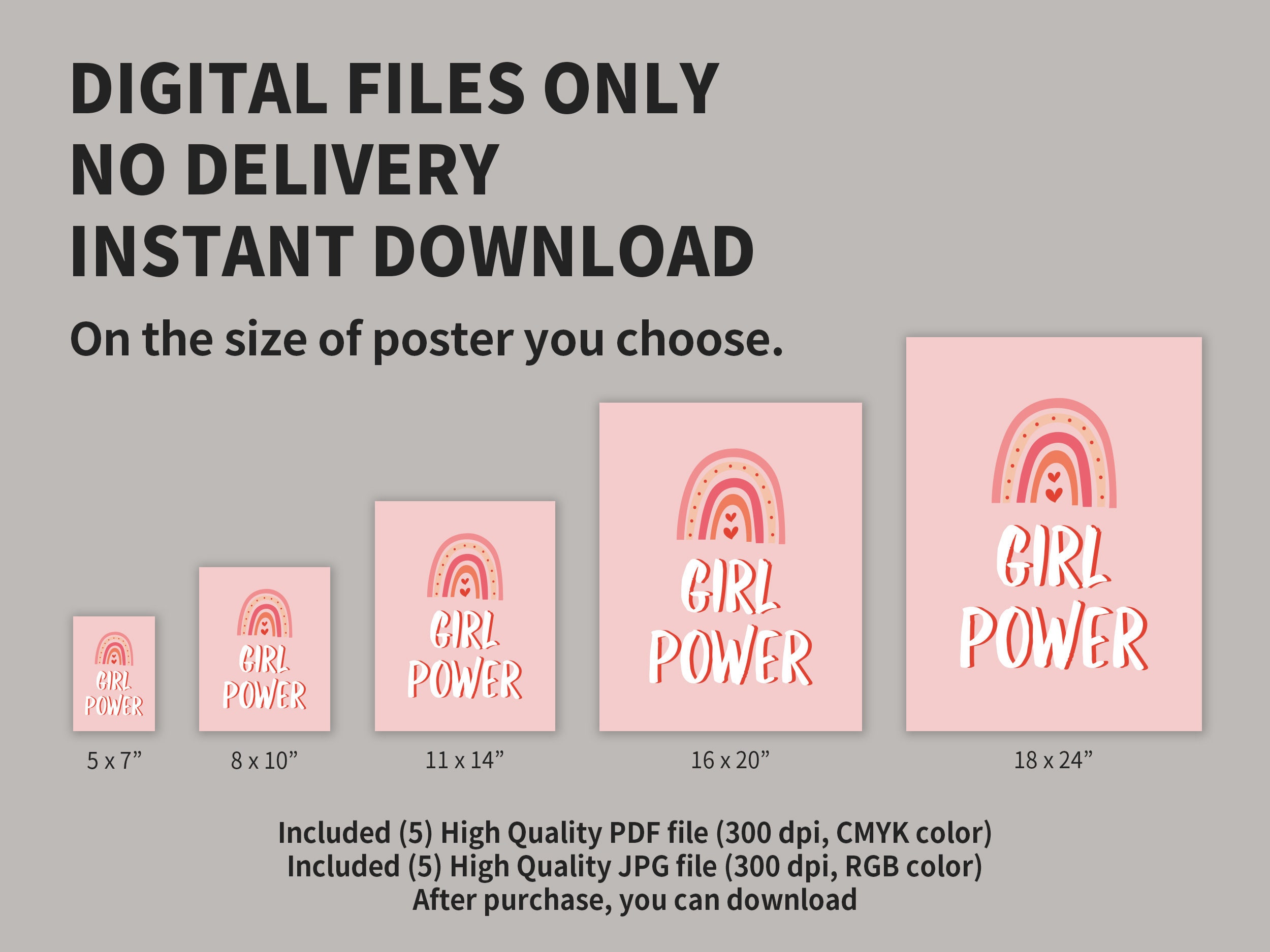 Printable Girl Power Poster, GRL PWR Print, Girl Room Decor, Pink ...