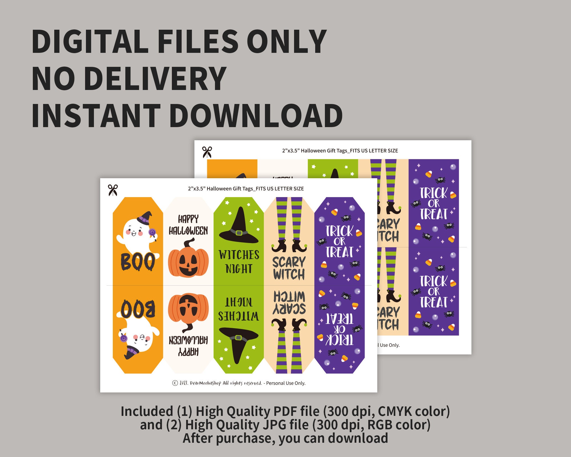 Printable Halloween Gift Tags, Happy Halloween Cookie Tags, Halloween ...