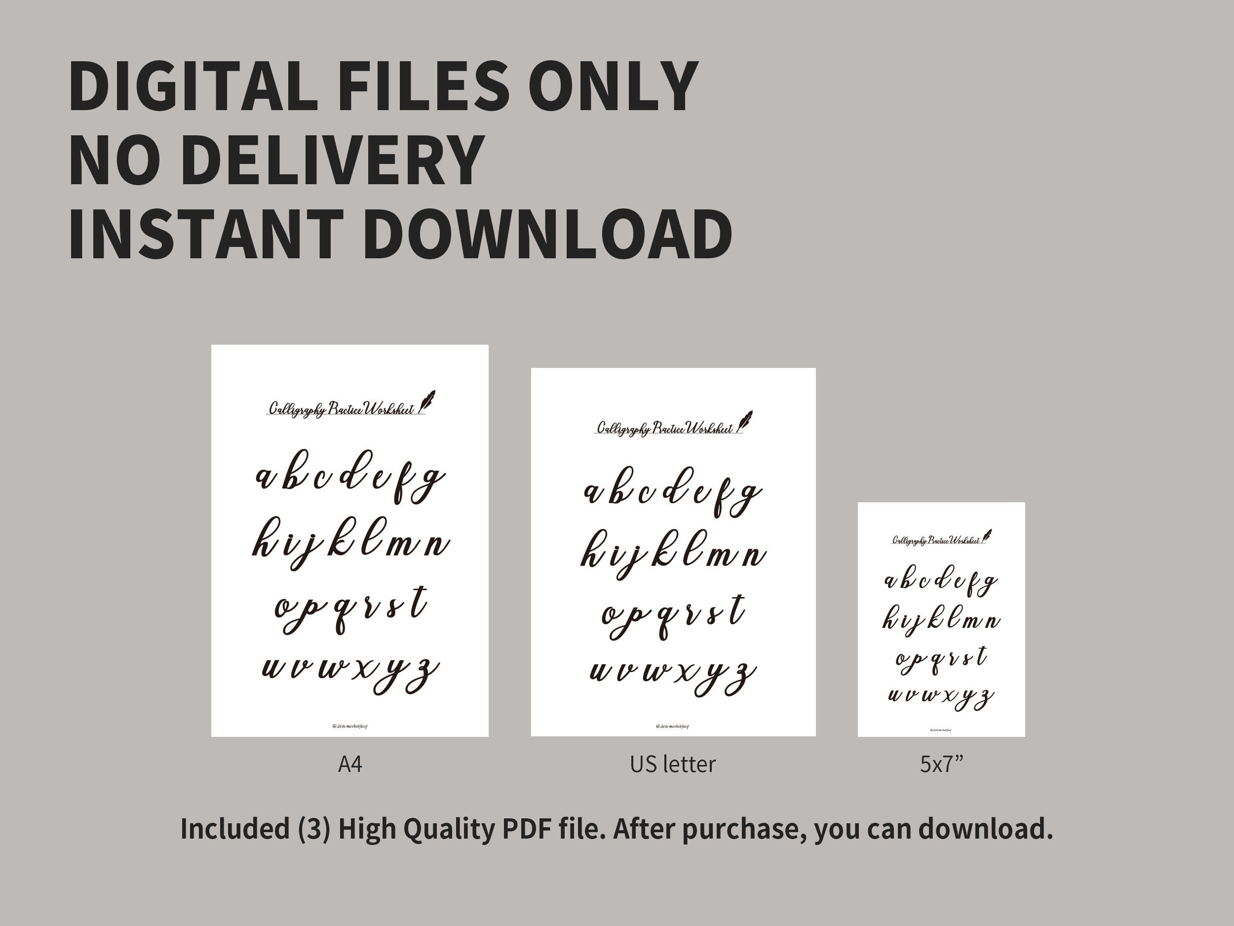 Printable Calligraphy Practice Worksheet, Handwriting Practice Sheets ...