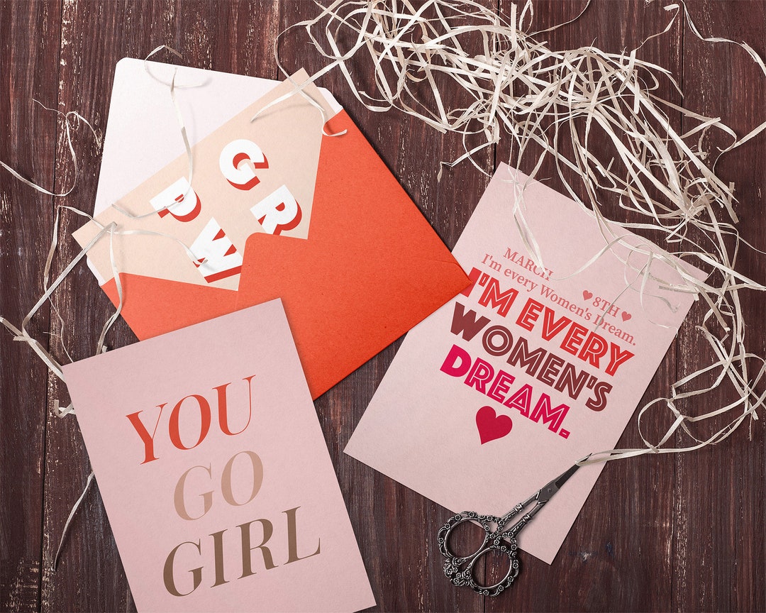 International Women's Day Card Printable, Happy Women's Day Card Set ...