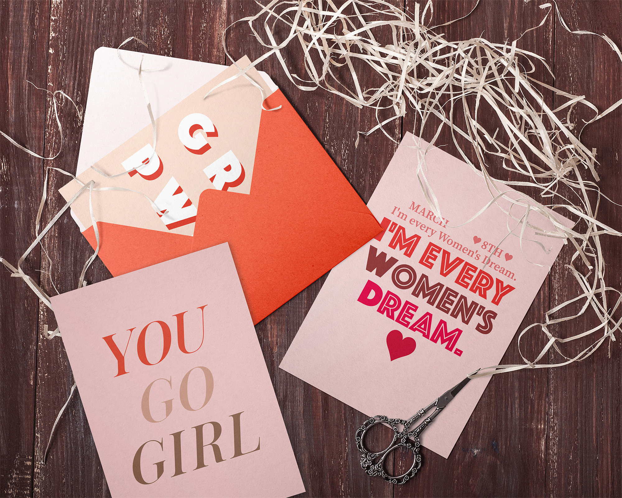 International Women's Day Card Printable, Happy Women's Day Card Set ...