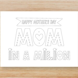 Printable Mothers Day Coloring Card, Mother's Day Cards, Mom Printable ...