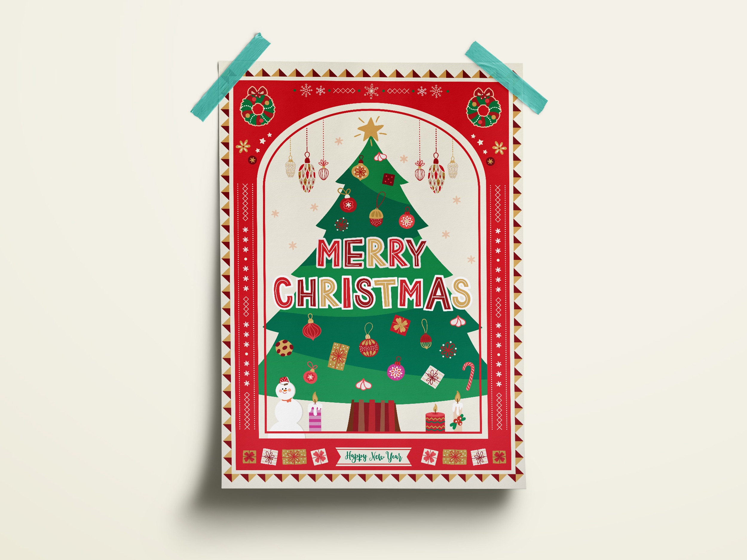 Printable Christmas Wall Art, Christmas Poster Prints, Merry Christmas ...