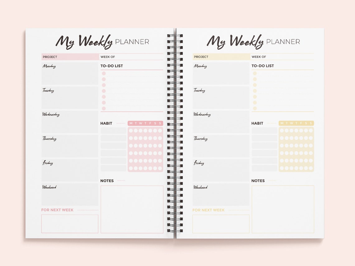 Weekly Planner Printable, Weekly Schedule, Digital Planner Download ...