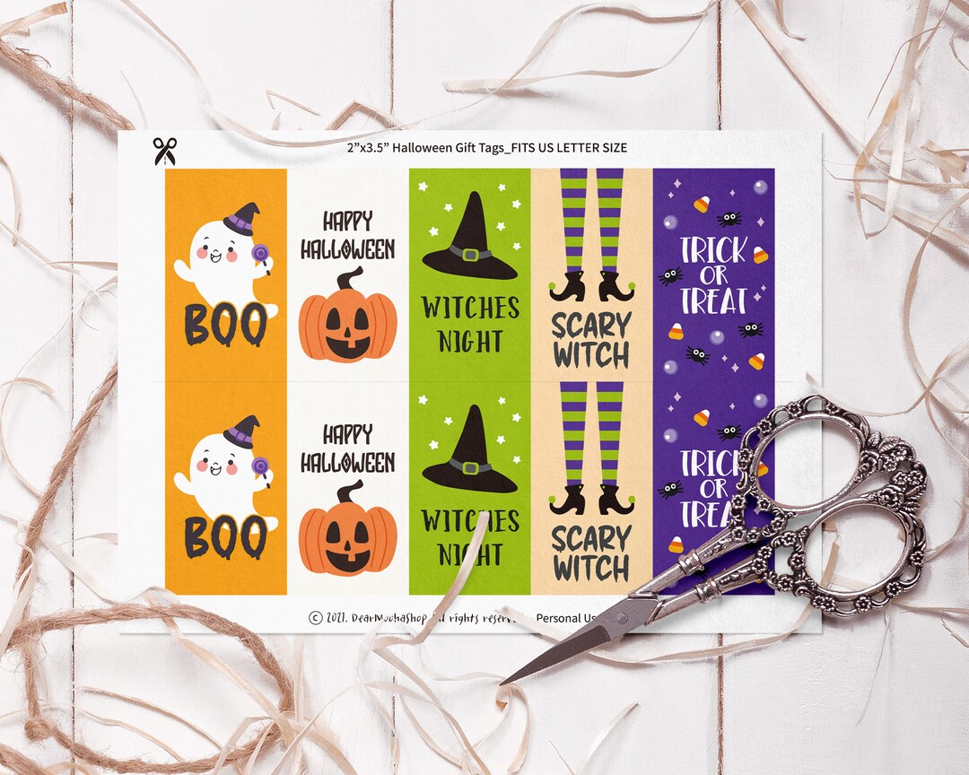 Printable Halloween Gift Tags, Happy Halloween Cookie Tags, Halloween ...