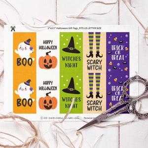 Printable Halloween Gift Tags, Happy Halloween Cookie Tags, Halloween ...