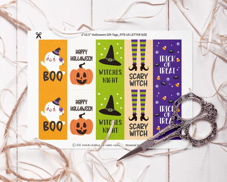 Printable Halloween Gift Tags, Happy Halloween Cookie Tags, Halloween ...