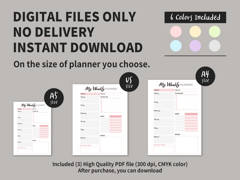 Weekly Planner Printable, Weekly Schedule, Digital Planner Download ...